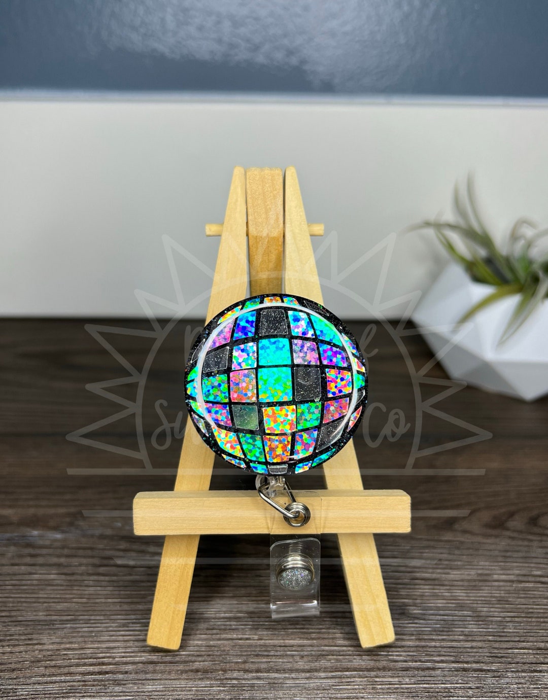 Multicolored Disco Ball Mirrorball Badge Reel Nurse, Doctor, CNA Gift ...