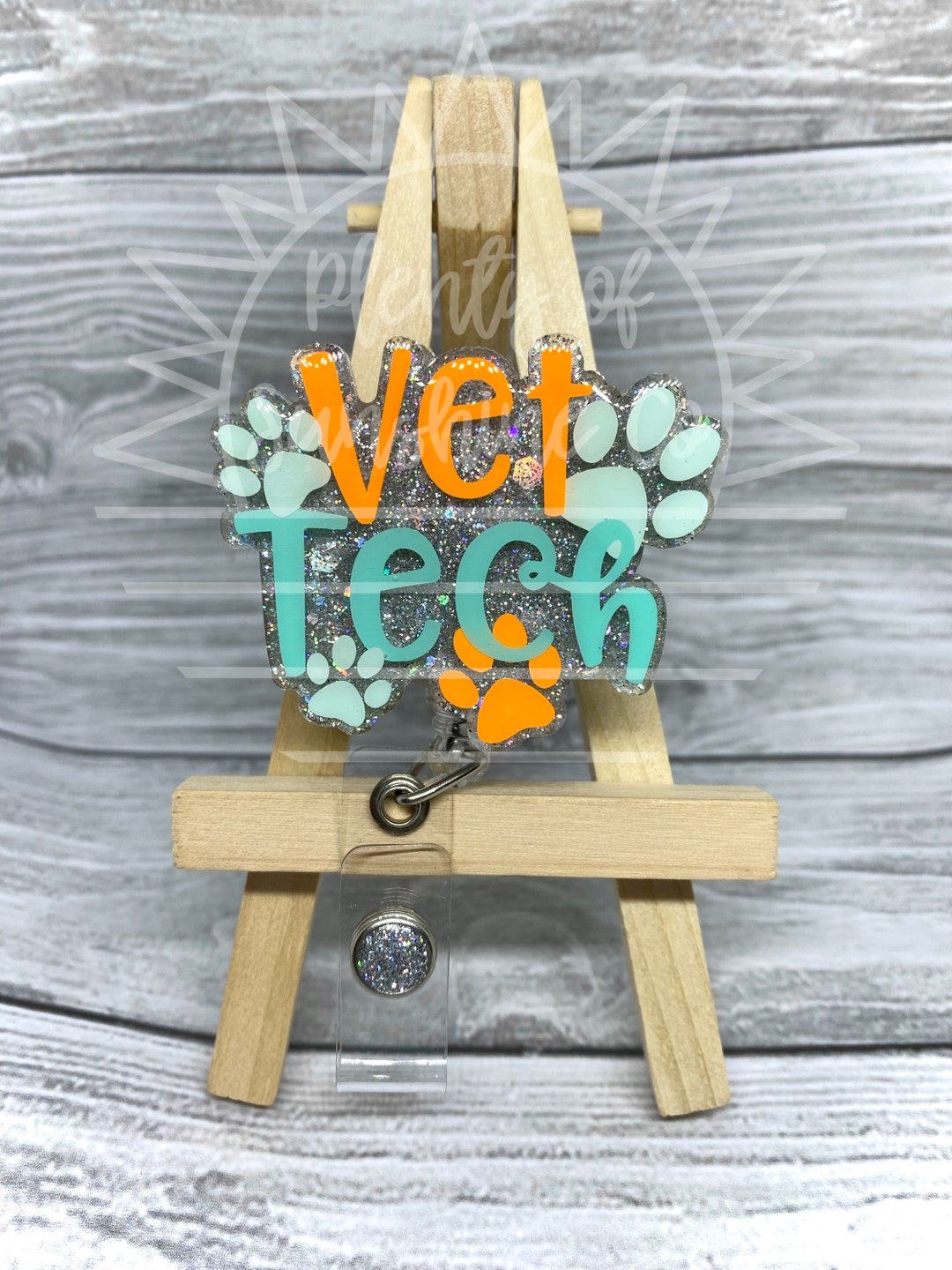 Vet Tech Badge Reel | Paw Print | Vet | Veterinarian Technician ...