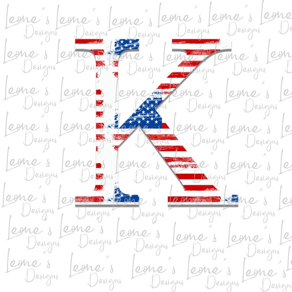 USA patriotic letter K Digital PNG Designs USA flag Digital | Etsy