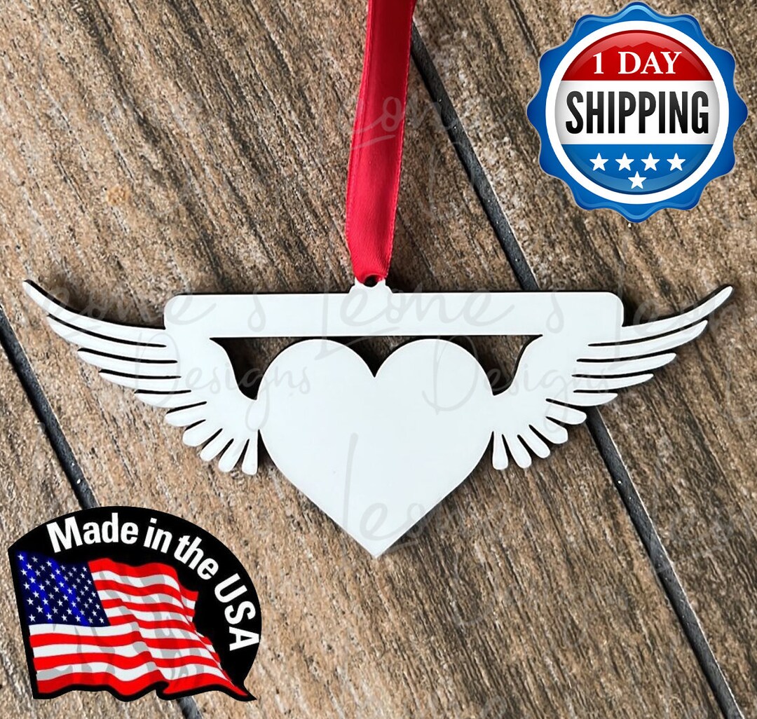 Sublimation Heart With Wings Ornament: Hardboard Blanks, MDF (red ...