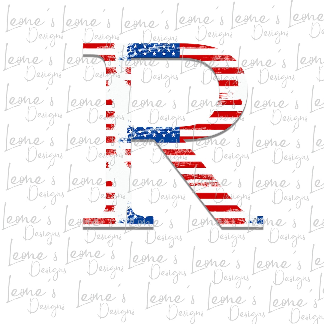 USA Patriotic Letter R Digital PNG Designs, USA Flag, Digital Download ...