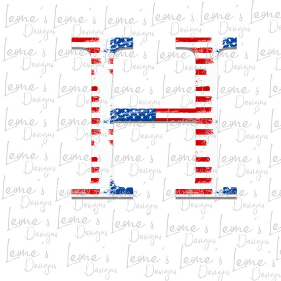 USA Patriotic Letter H Digital PNG Designs USA Flag Digital | Etsy