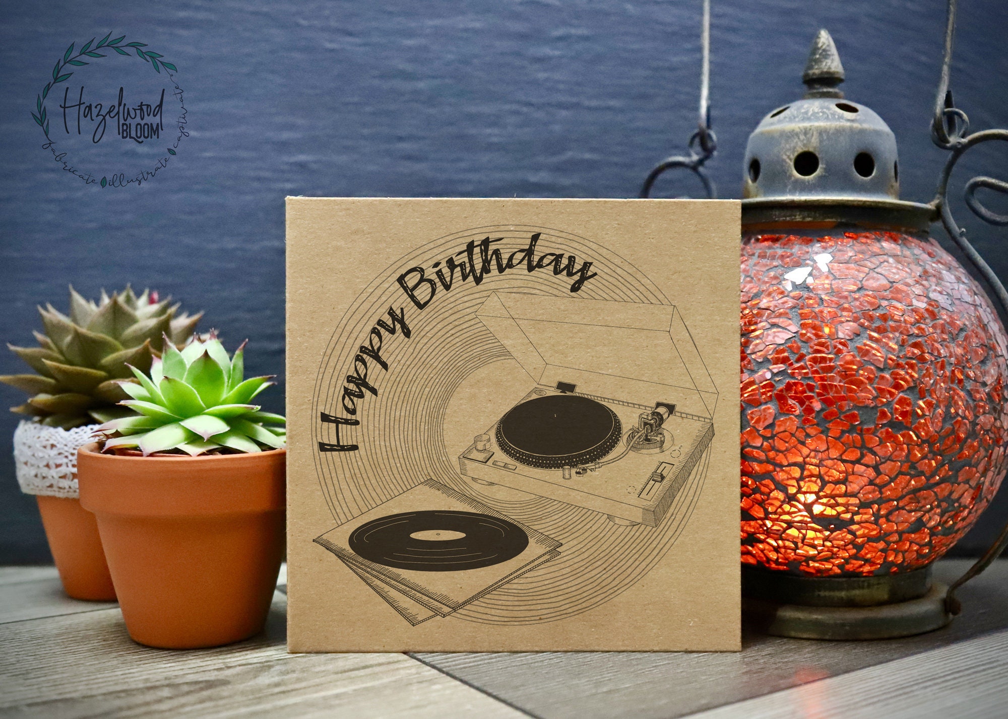 Strictly Vinyl Birthday Card, Original Hand-drawn Design, Square Card ...