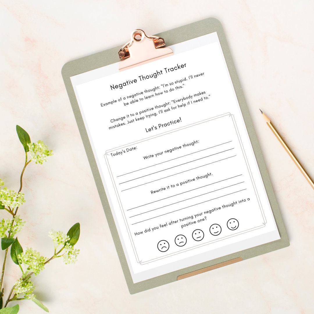 Negative Thought Reframing Activity (PDF Download - Therapy/ Counseling ...