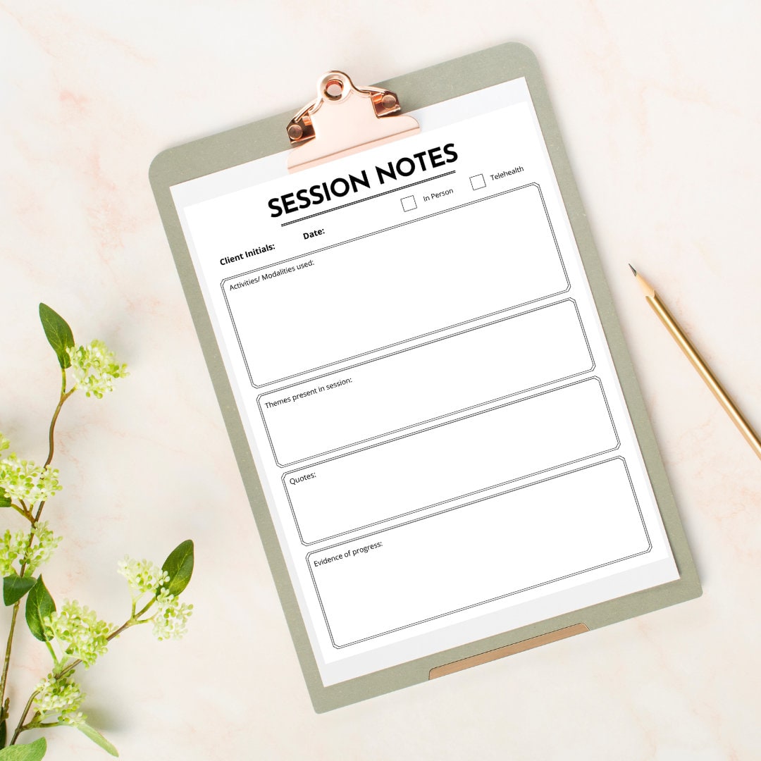 Therapy Session Notes Template - Etsy