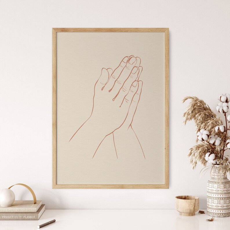 Printable Praying Hands Wall Art Boho Line Art Print - Etsy