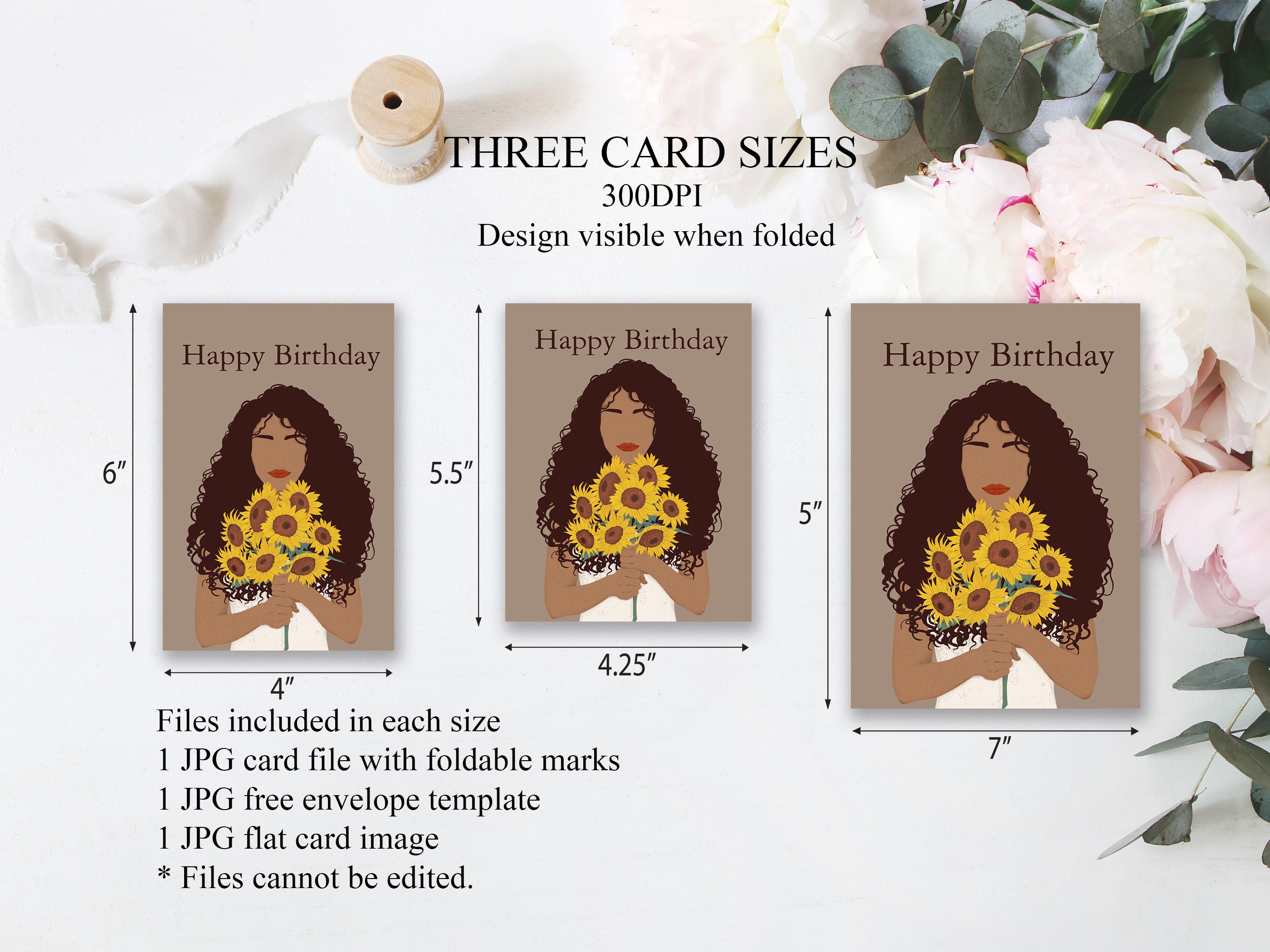 Printable card Happy Birthday card Sunflower Card | Etsy