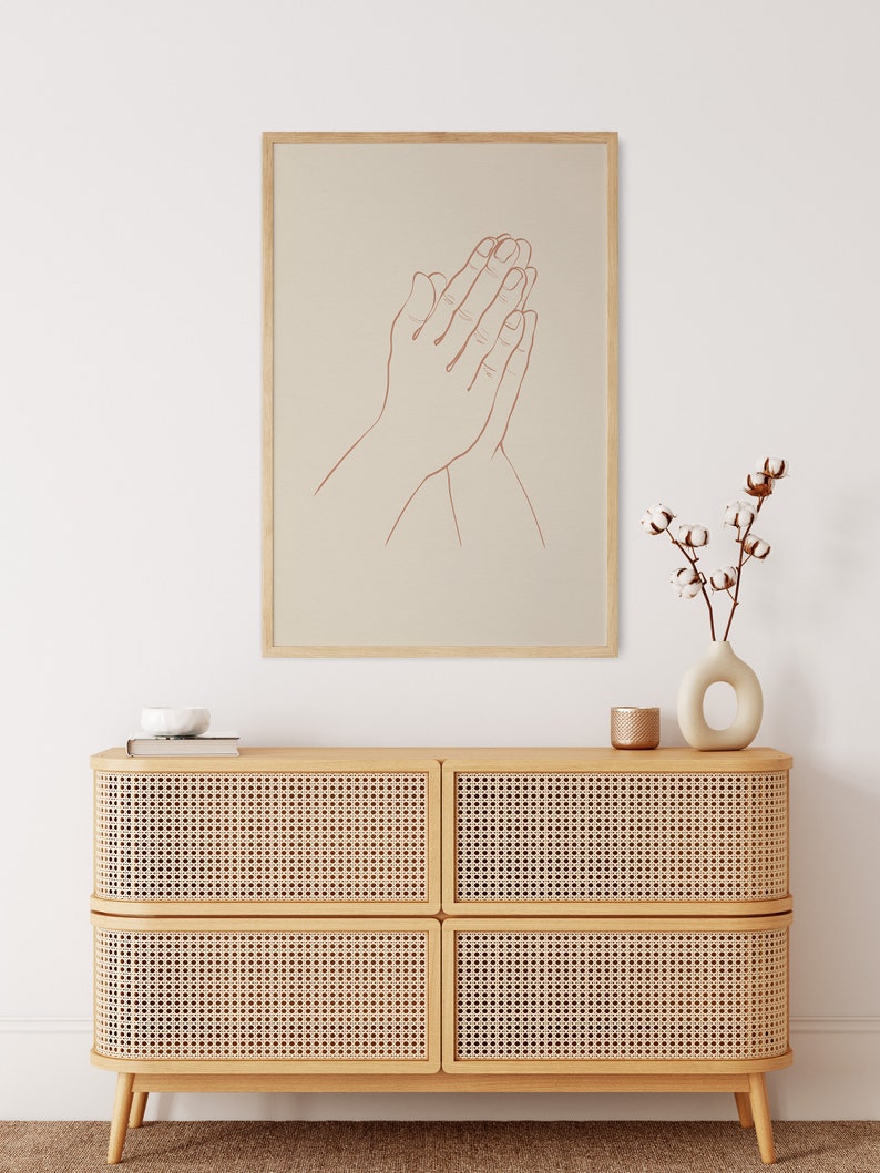 Printable Praying Hands Wall Art Boho Line Art Print - Etsy
