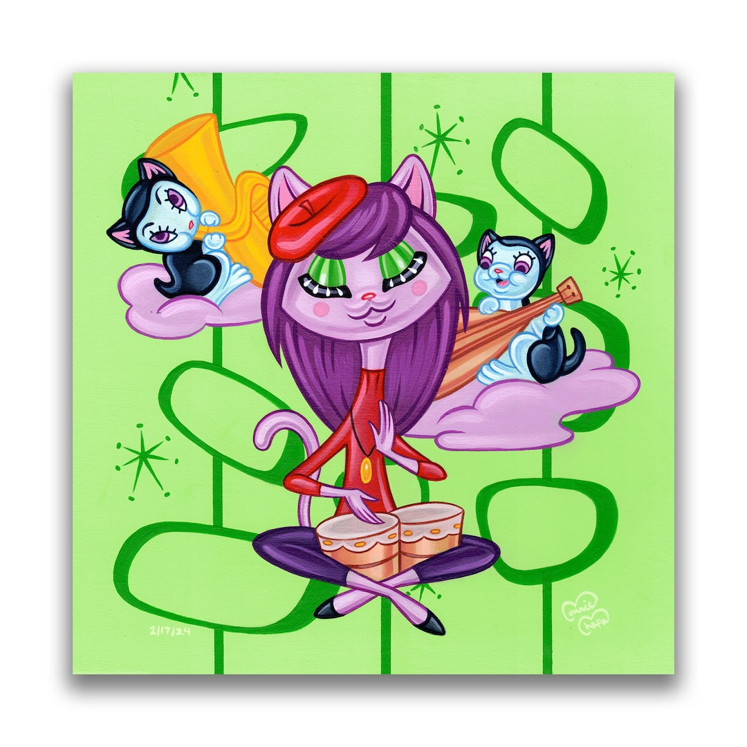 Kool Kats 12x12 Art Print| Lowbrow| Beatnik| Kitsch | Beatnik Cats ...