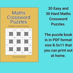 Math Crossword Addition Puzzles, Learning, Home School, 60 Puzzles Easy ...