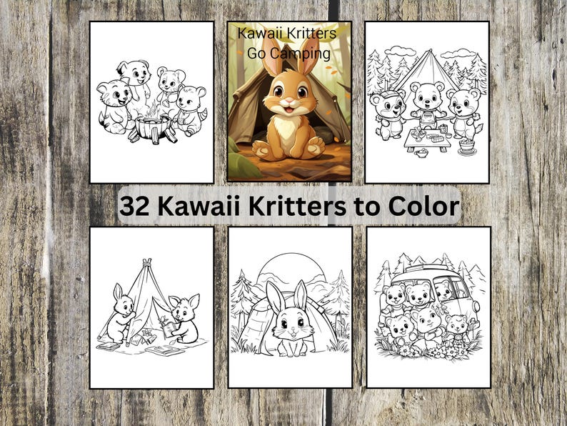 Kawaii Critters Camping Coloring Book | Kids Activity (digital Download ...