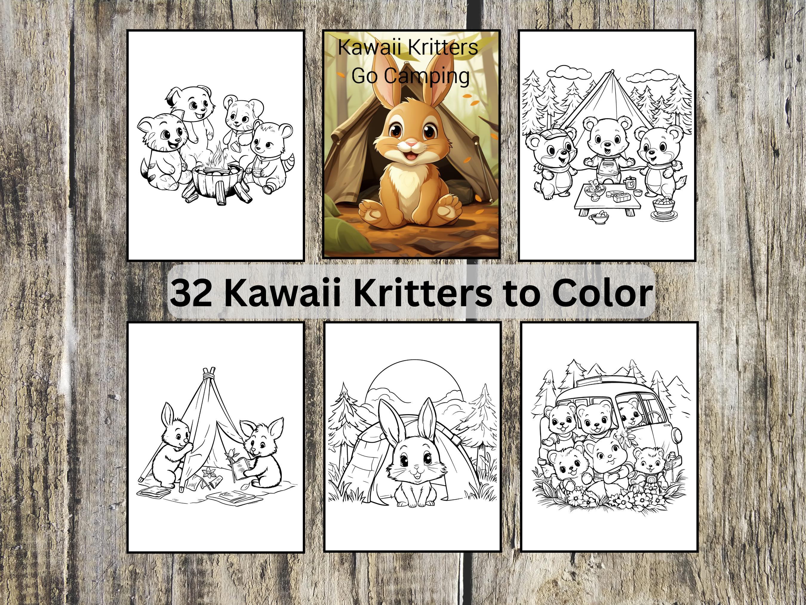 Kawaii Critters Camping Coloring Book | Kids Activity (digital Download ...