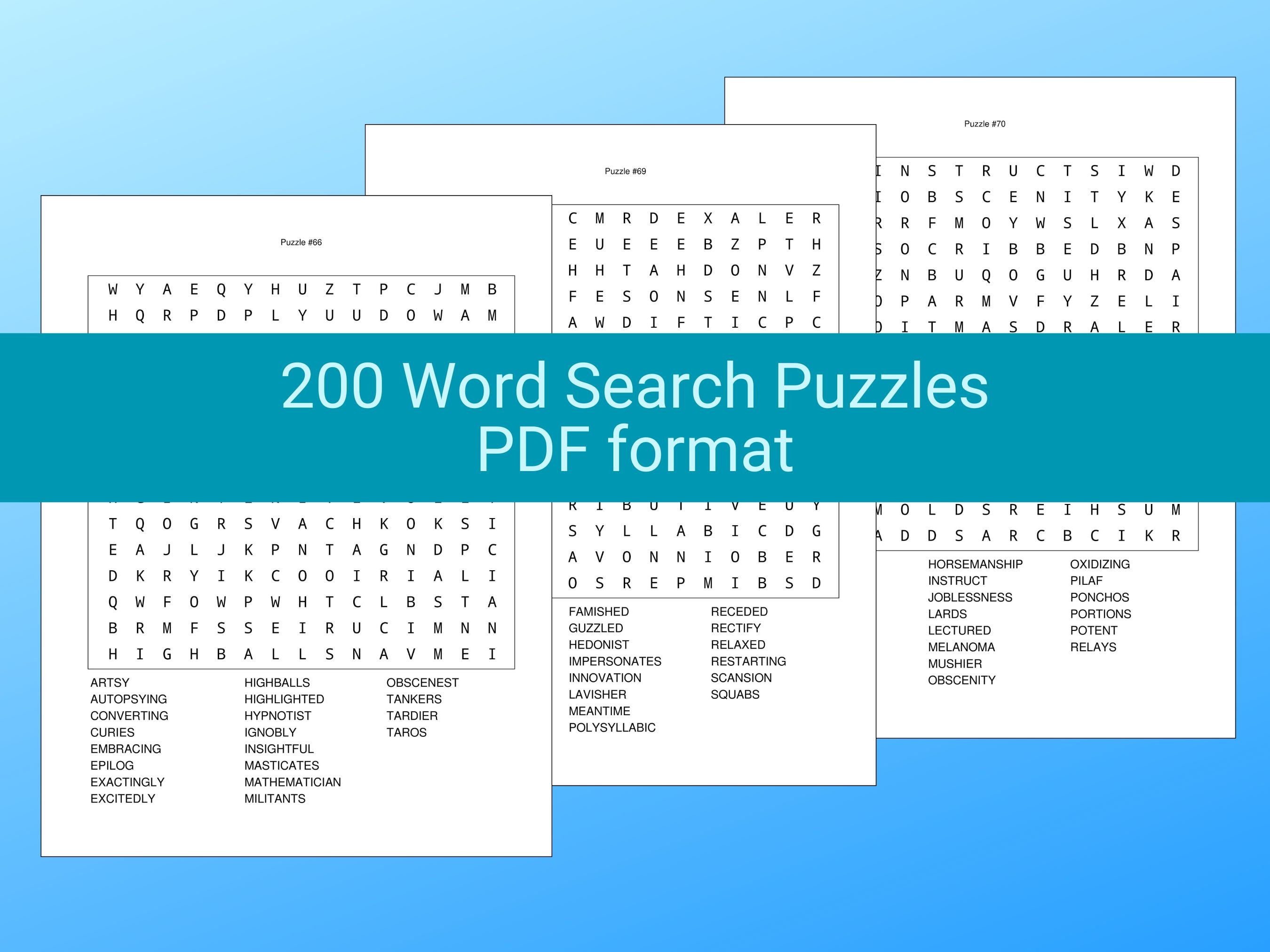 200 Adult Word Search Puzzles With Solutions, Puzzles for Grown Ups ...