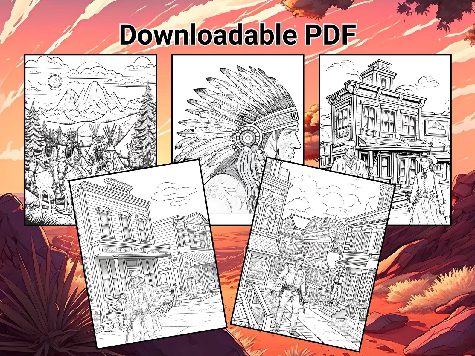 Wild West Colouring Book, 15 Wild West Coloring Pages, Wild West ...