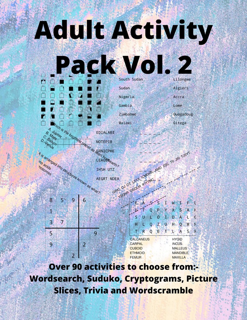 Adult Activity Pack Vol 2 Puzzles for Grown Ups Adult Word - Etsy