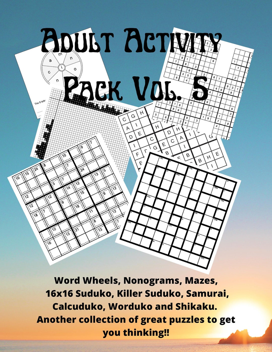 110 Puzzles Adult Activity Pack 5 Puzzles for Grown Ups - Etsy