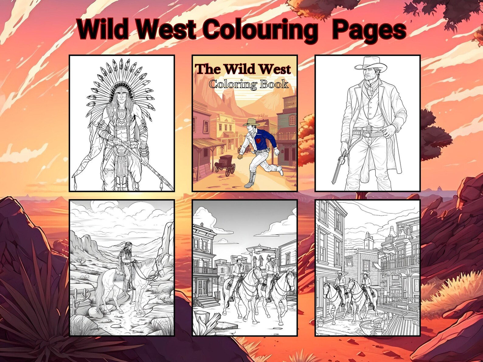 Wild West Colouring Book, 15 Wild West Coloring Pages, Wild West ...