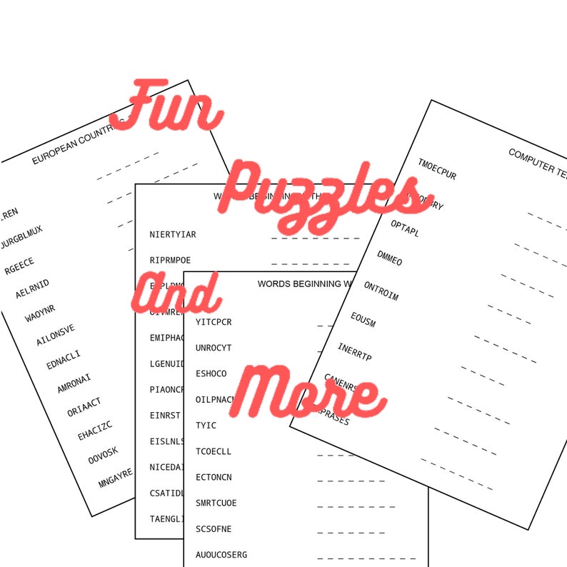 20 Kids Word Scramble Puzzles, Puzzles for Children, Word Scramble ...