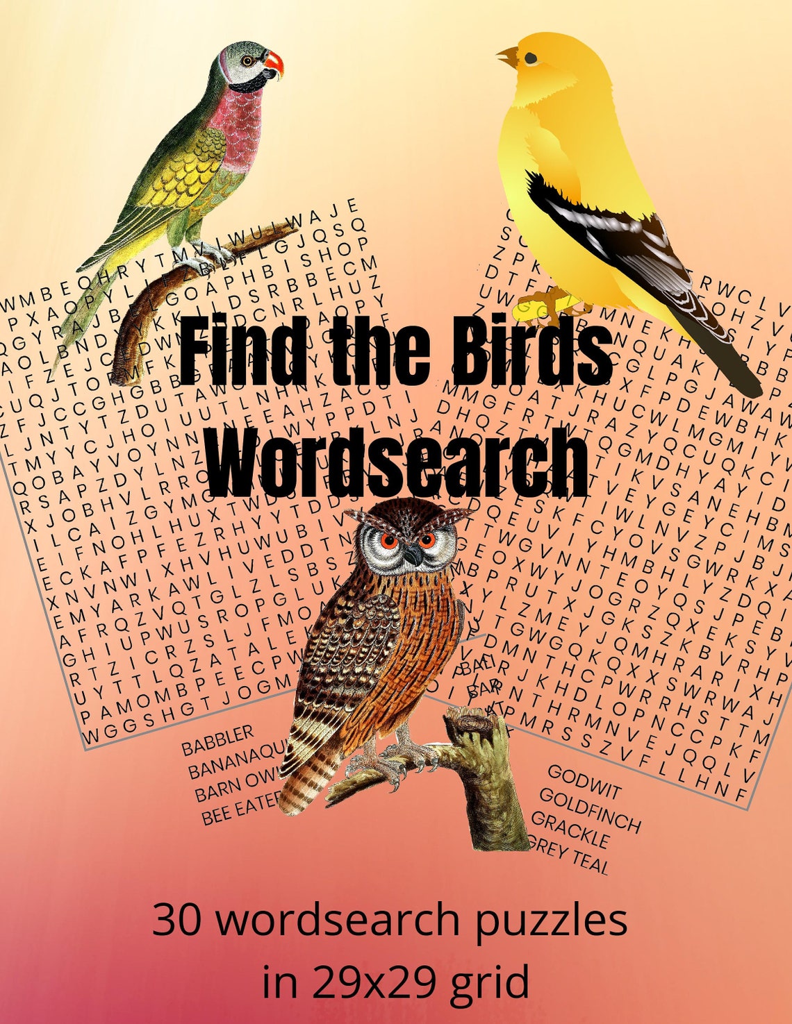 30 Find the Birds Word Search Puzzles, Puzzles for Grown Ups ...