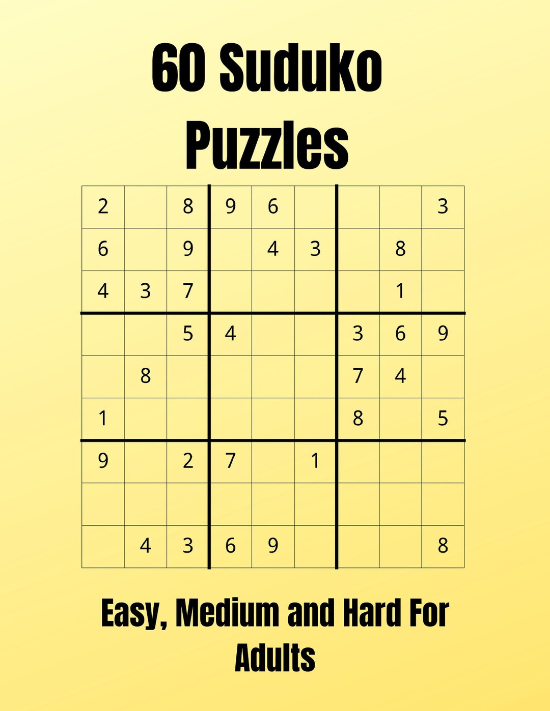 60 Adult Suduko Puzzles Suduko Puzzles for Grown Ups Brain - Etsy.de