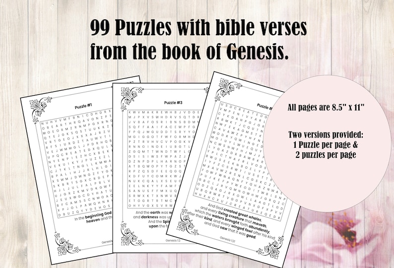 Genesis Bible Verse Word Search | 99 Puzzles | Bible Word Search ...