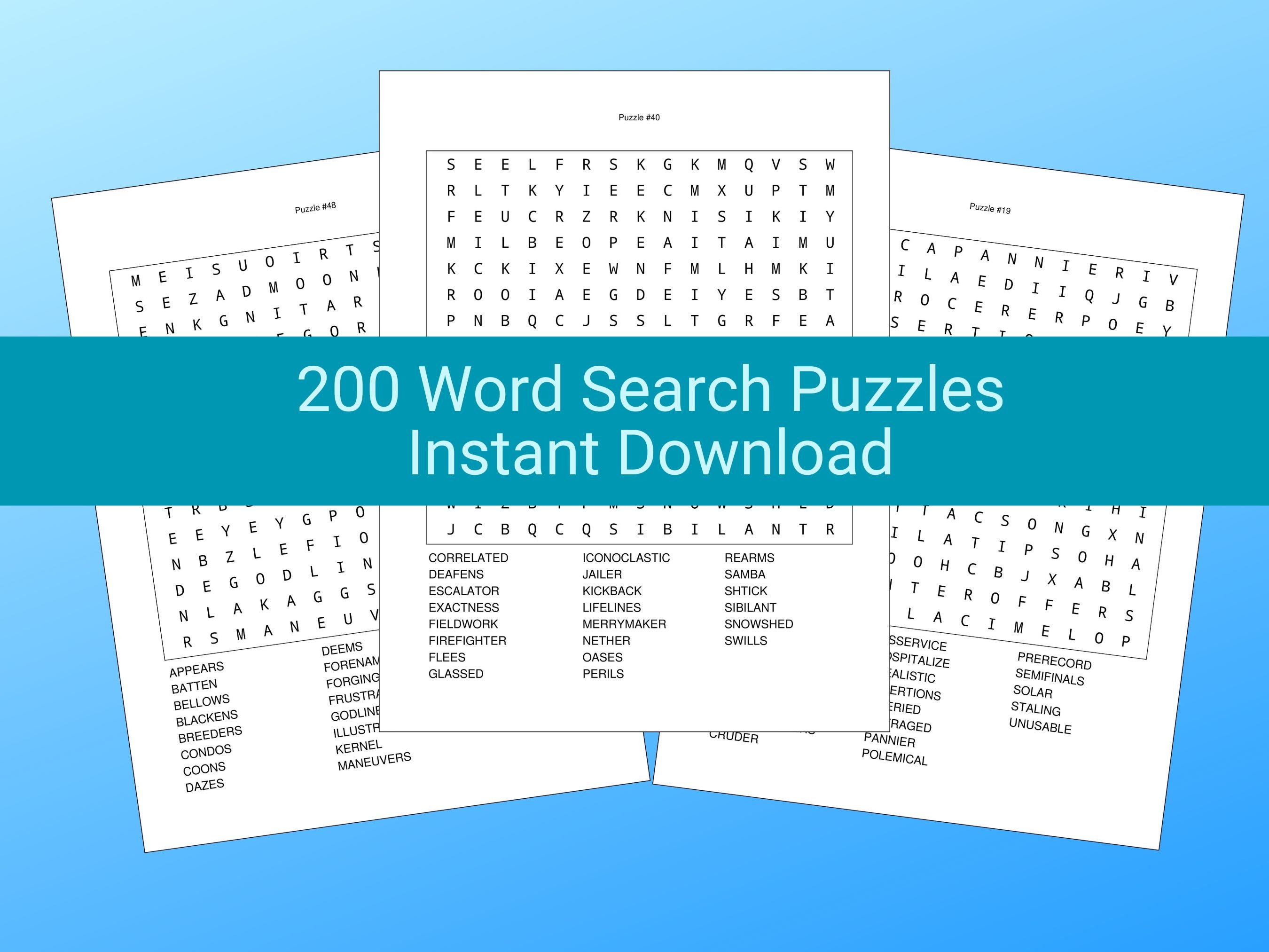 200 Adult Word Search Puzzles With Solutions, Puzzles for Grown Ups ...