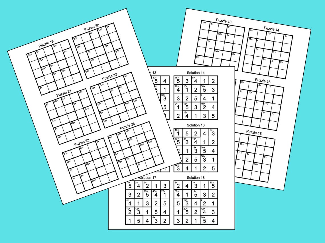 Fun With Numbers: Calcudoku / Mathdoku Printable PDF, 192 Sudoku ...