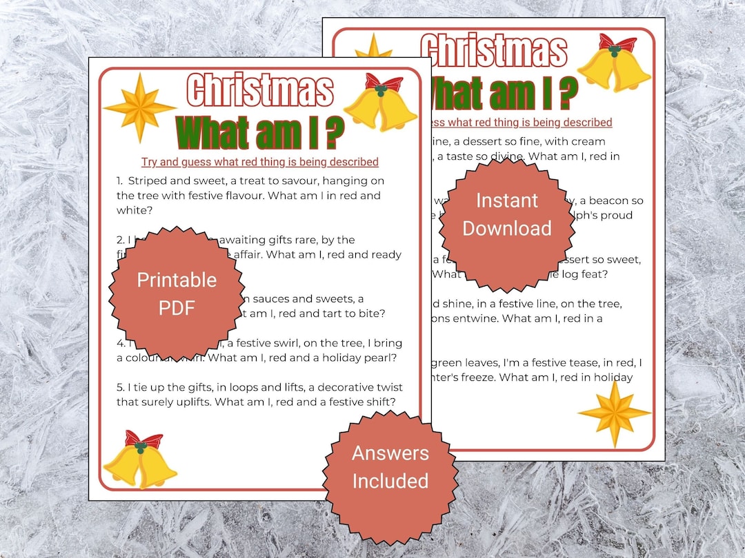 Christmas What Am I Game, Christmas Printable, Christmas Party Game ...