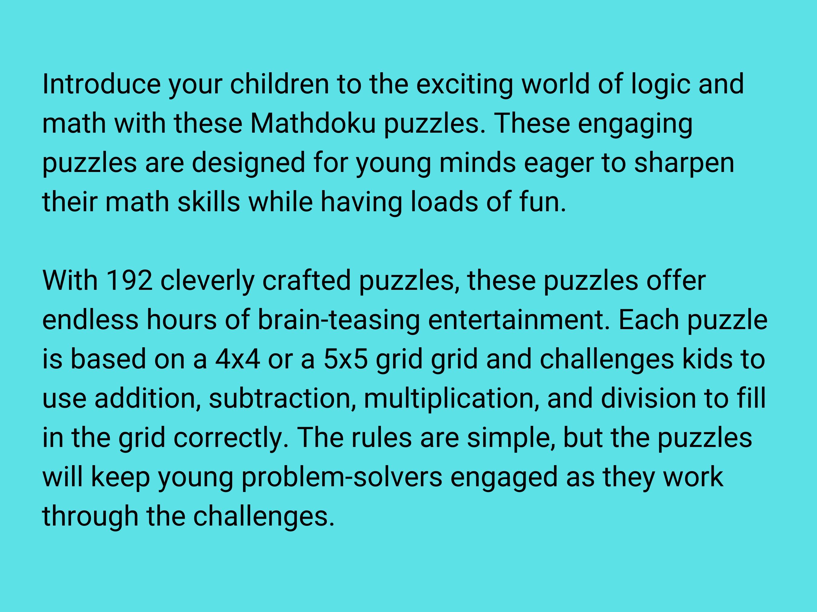 Fun With Numbers: Calcudoku / Mathdoku Printable PDF, 192 Sudoku ...