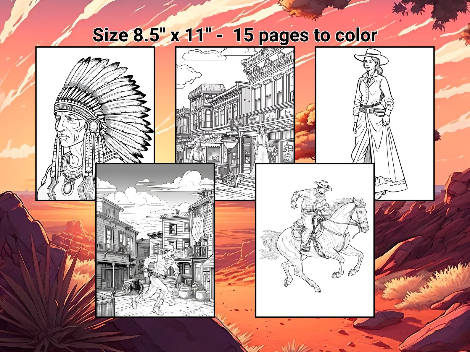 Wild West Colouring Book, 15 Wild West Coloring Pages, Wild West ...