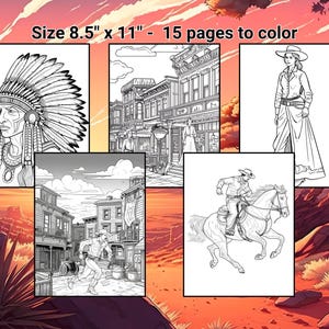 Wild West Colouring Book, 15 Wild West Coloring Pages, Wild West ...