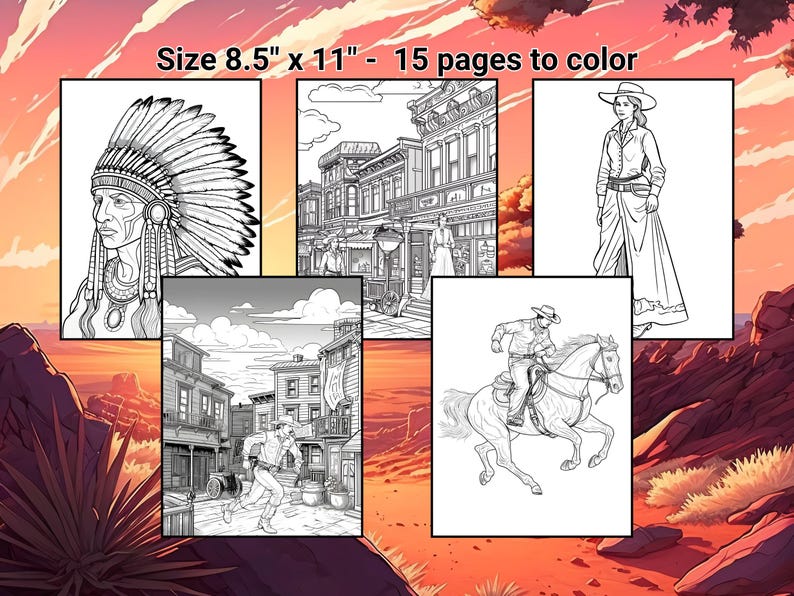 Wild West Colouring Book, 15 Wild West Coloring Pages, Wild West ...