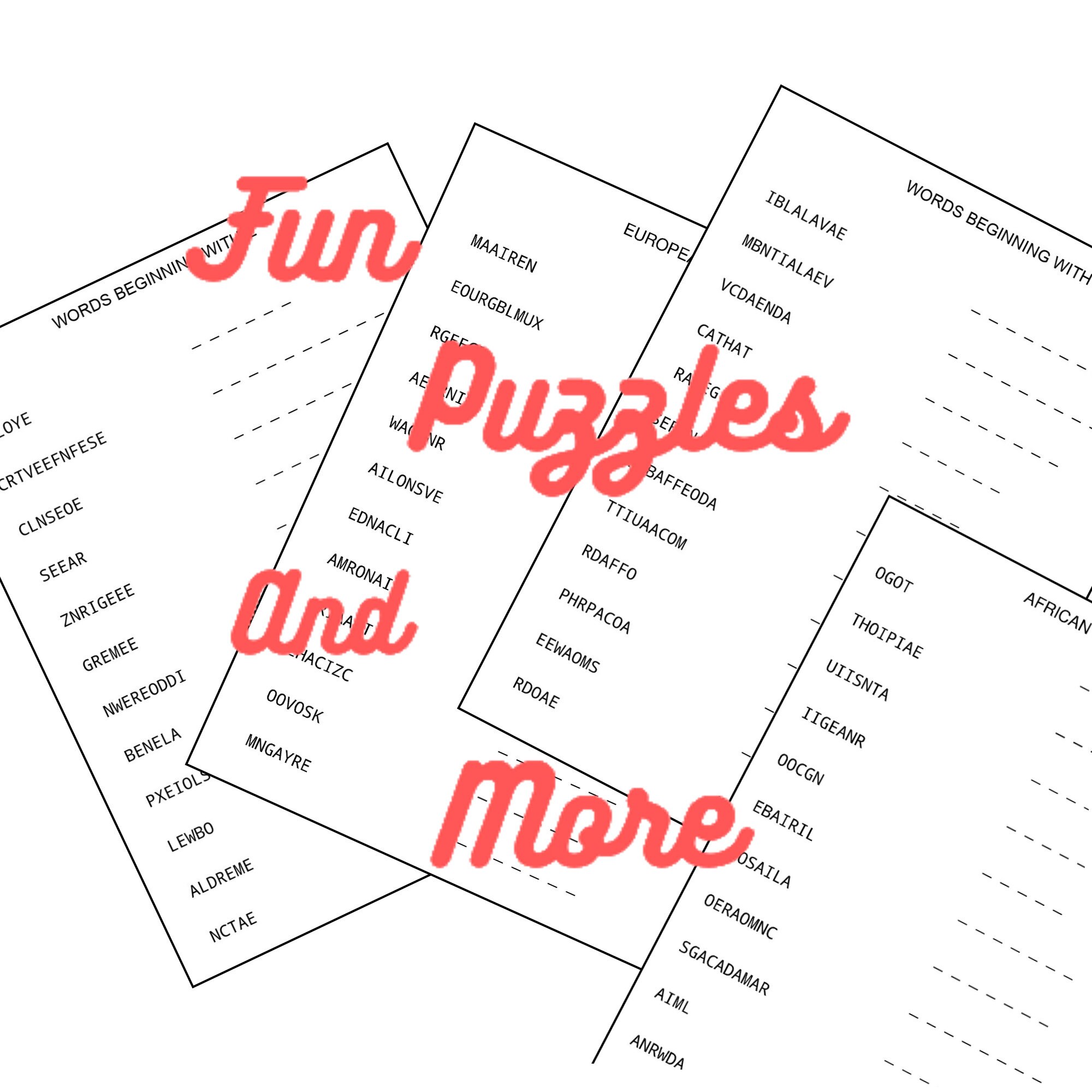 20 Kids Word Scramble Puzzles, Puzzles for Children, Word Scramble ...