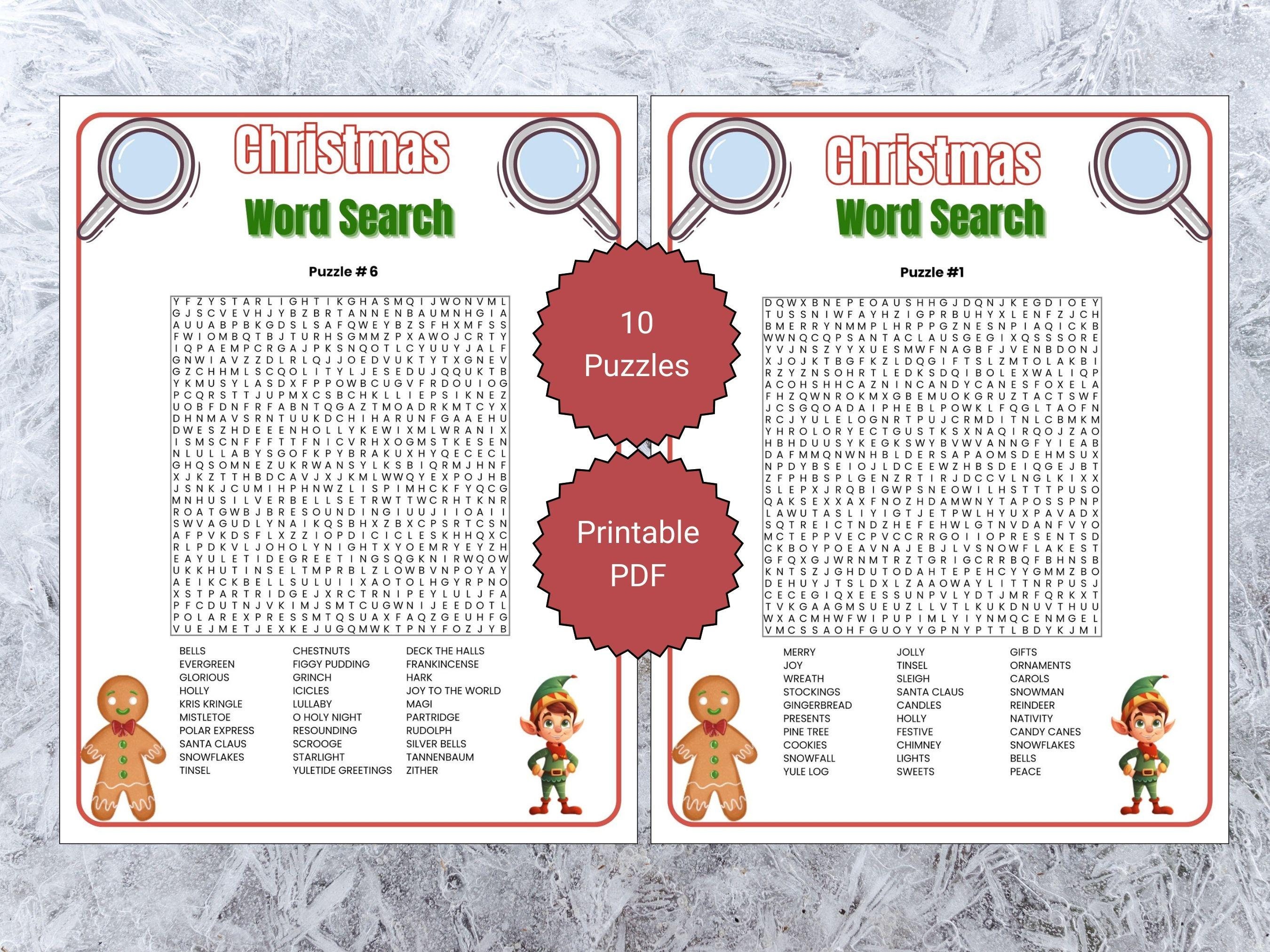 Christmas Word Search Printable Bundle: Holiday Party Game (PDF) - Etsy