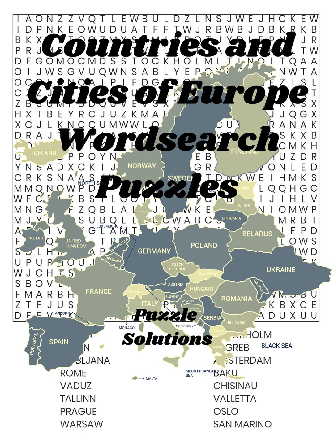 51 European Cities and Countries Word Search Puzzles, Puzzles for Grown ...