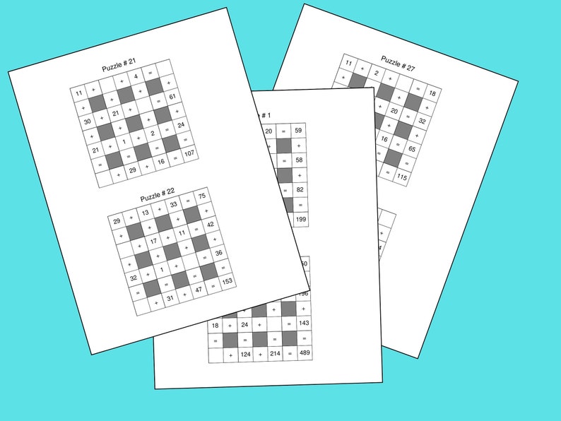 Math Crossword Addition Puzzles, Learning, Home School, 60 Puzzles Easy ...