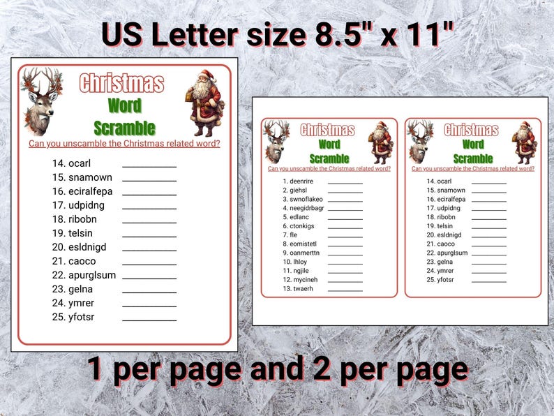 Christmas Word Scramble Game: Printable Holiday Activity (PDF) - Etsy