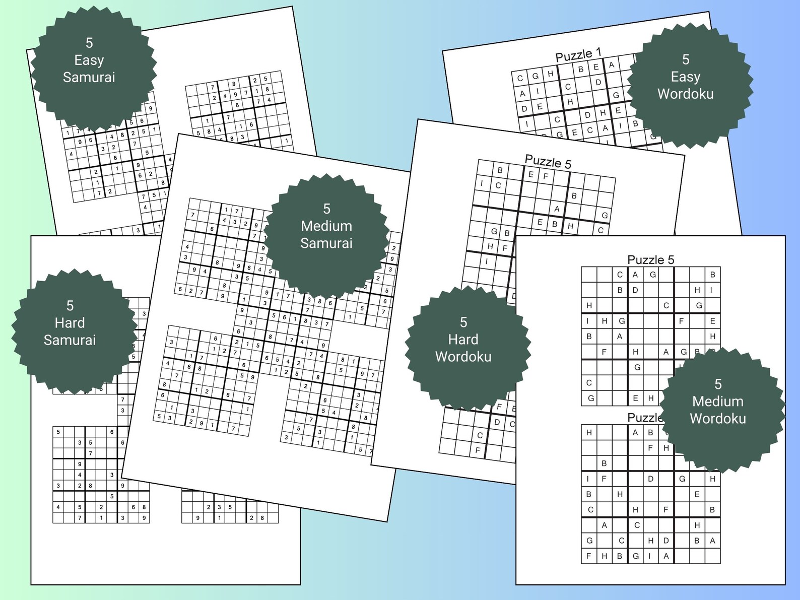 110 Puzzles Adult Activity Pack 5, Puzzles for Grown Ups, Killer Sudoku, Samurai, Shikaku ...