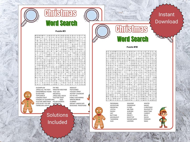 Christmas Word Search Printable Bundle: Holiday Party Game (PDF) - Etsy