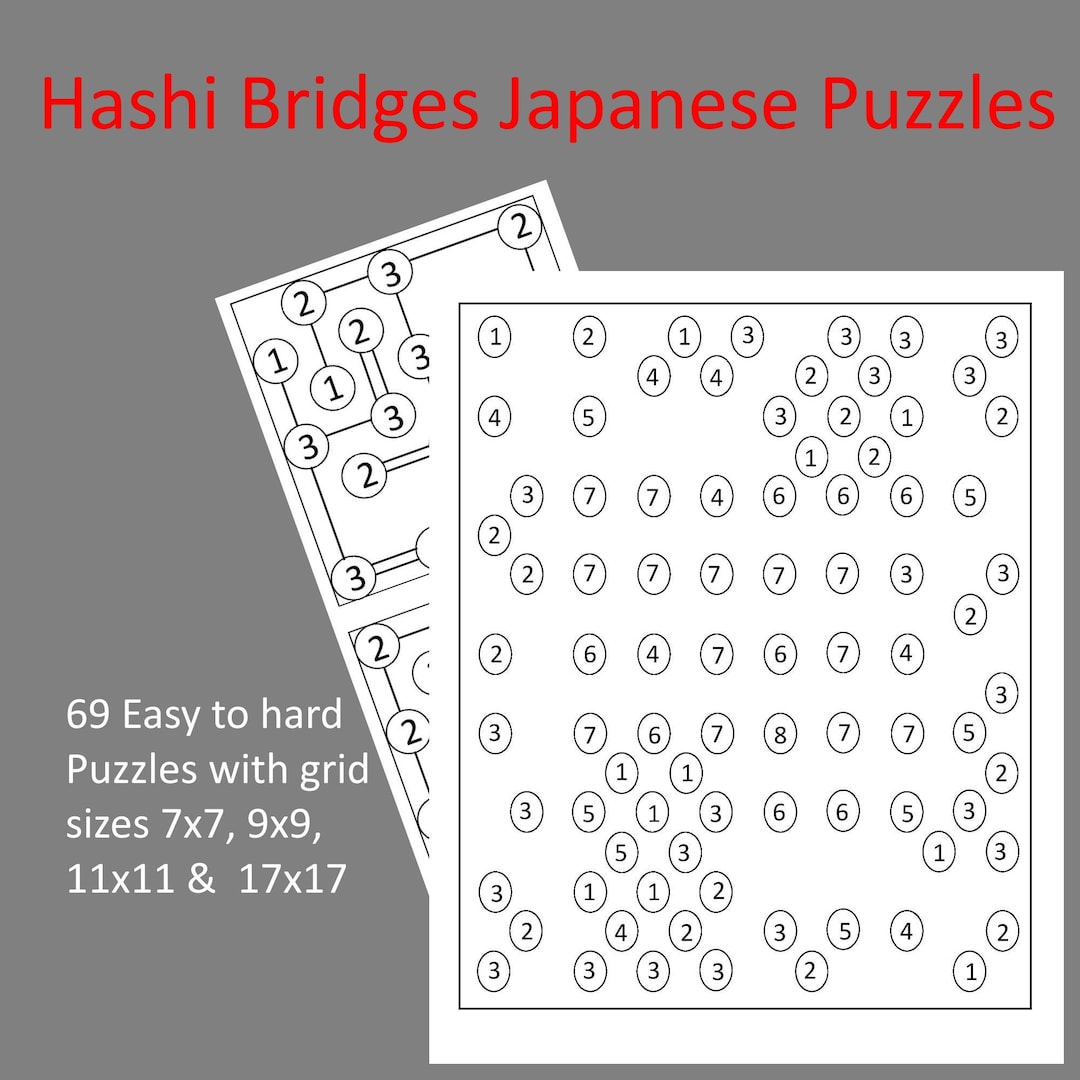 Hashi Bridges Puzzles PDF Printable Easy to Hard With Solutions ...