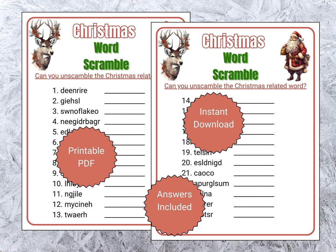 Christmas Word Scramble Game: Printable Holiday Activity (PDF) - Etsy