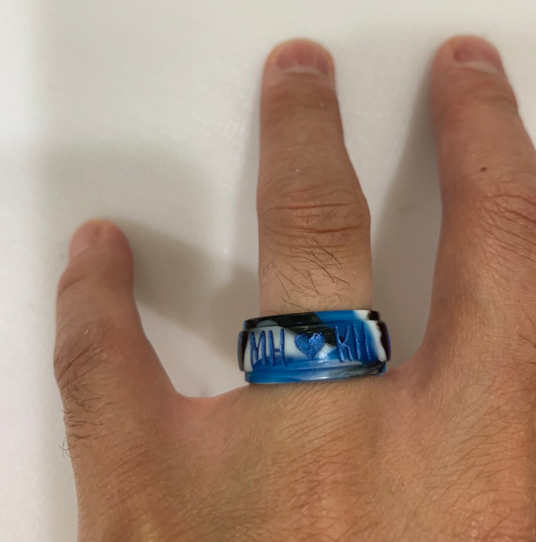 Personalized Engraved Silicone Ring 8.7MM - Wedding Band for Men and ...