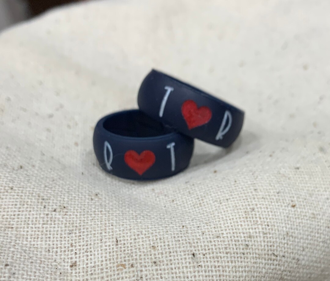 Personalized Engraved Inner Grooves Silicone Ring 8.5MM - Wedding Band ...