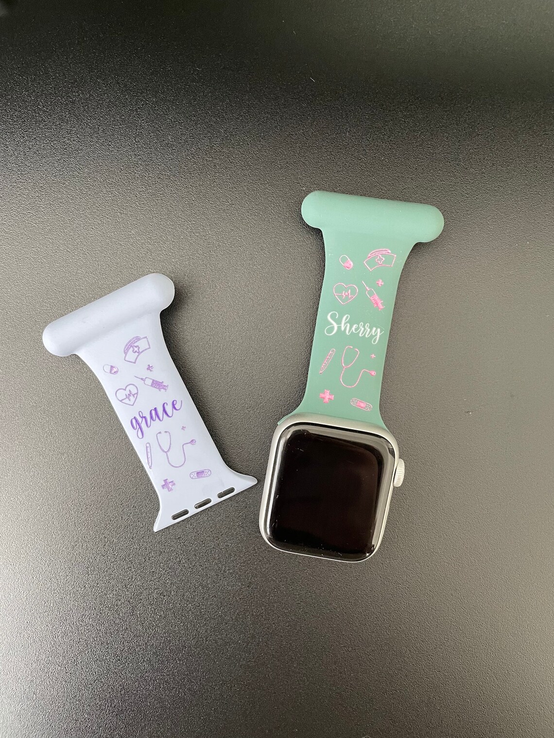 Nurse Pattern- Personalized Engraved Apple Silicone Sport Watch Bands ...
