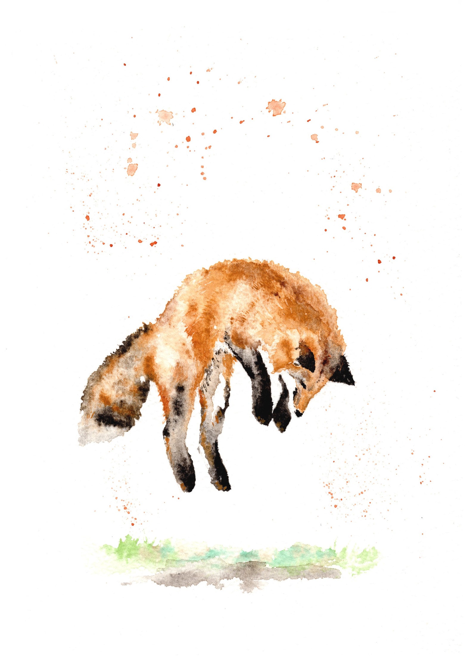 A5 Print Jumping Fox Watercolour Painting Watercolor - Etsy UK