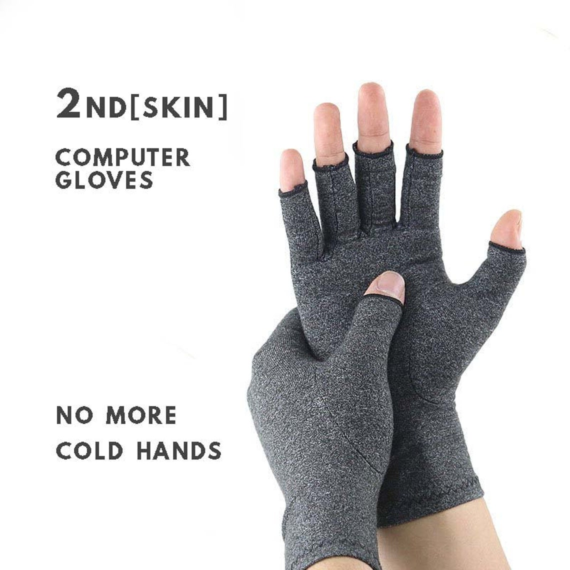 2ndskin Computer Gloves Fingerless Mittens Texting Gloves Work From ...