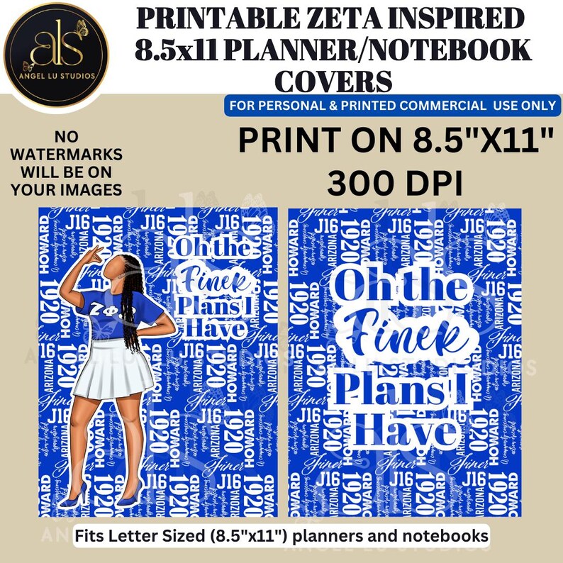 Letter Size 8.5x11 Printable | Zeta Phi Beta Inspired Planner Cover ...
