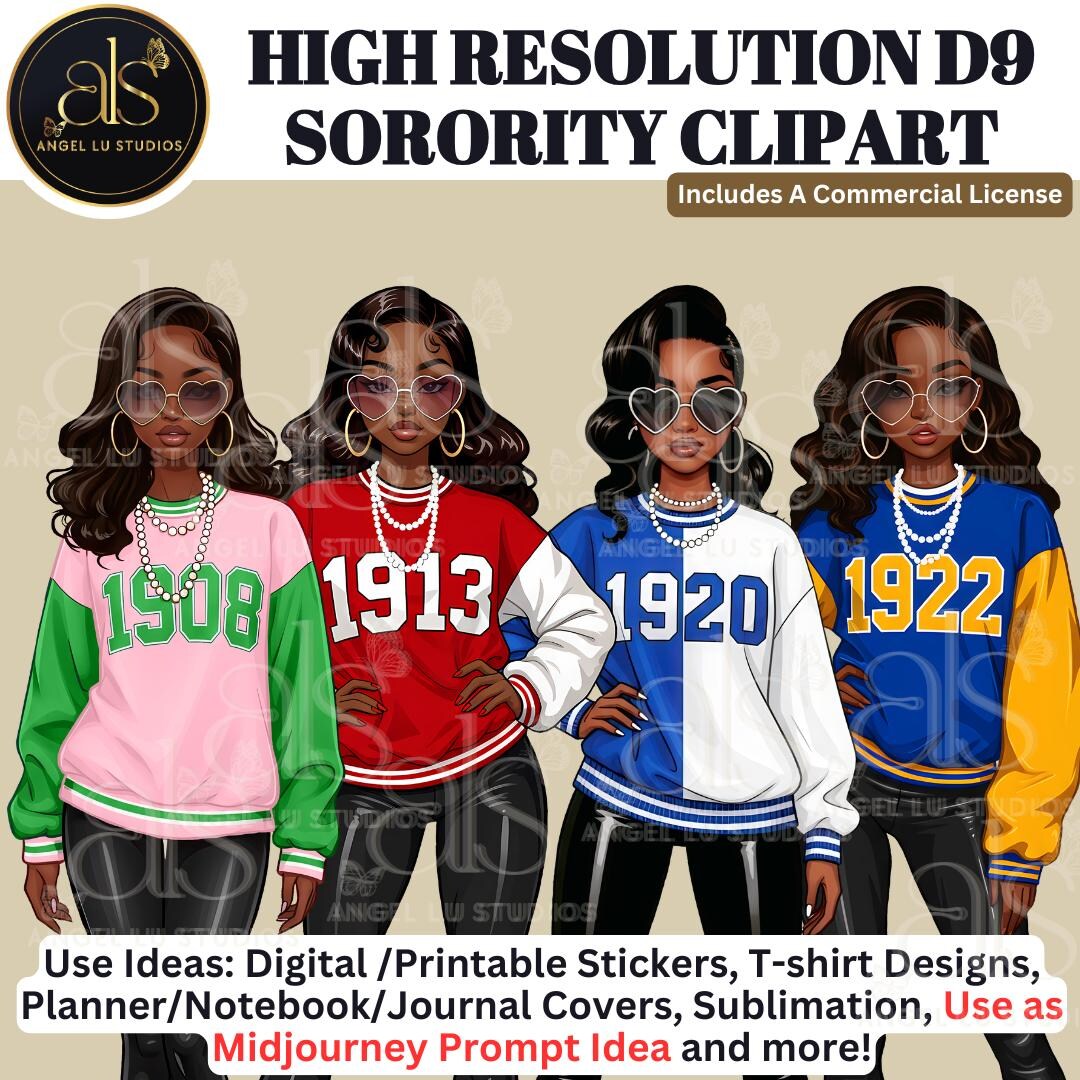 8 D9 Sorority Clipart, Stickers, Tumblers, Planners, Black Women ...