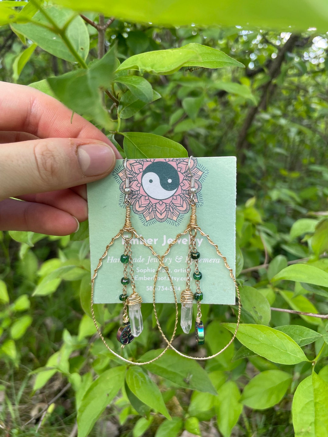 Fairy Catcher Gold Earrings, Quartz and Tree of Life, Dangle - Etsy