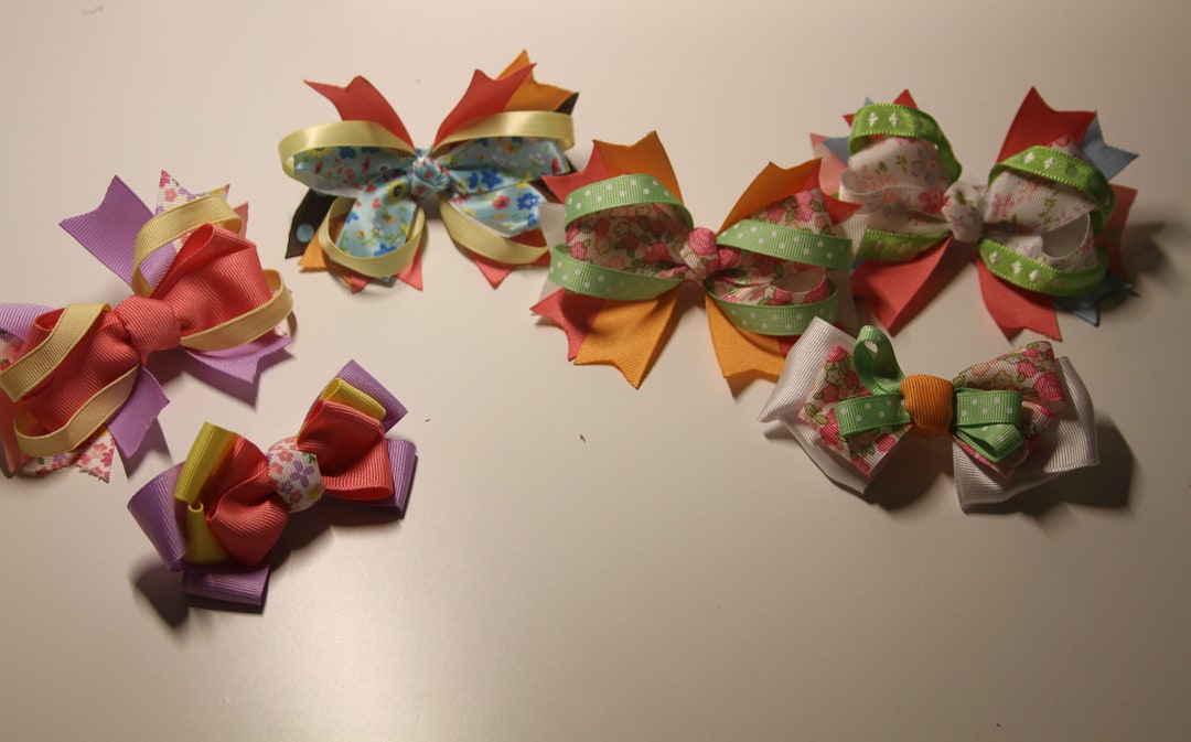 Stacked Cheerleader-style Hair Bow (florals) - Etsy